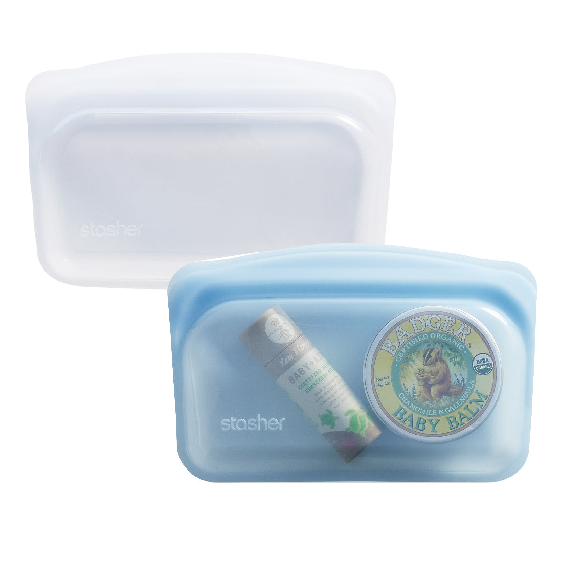 クリア＆ブルーEZスナックセット – stasher Japan